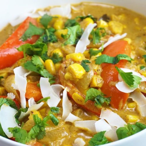 Corn, Red Pepper & Coconut Curry | Moorlands Eater