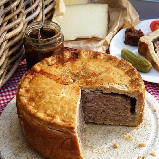Picnic Pie with sausage meat, onions & apples | Moorlands Eater